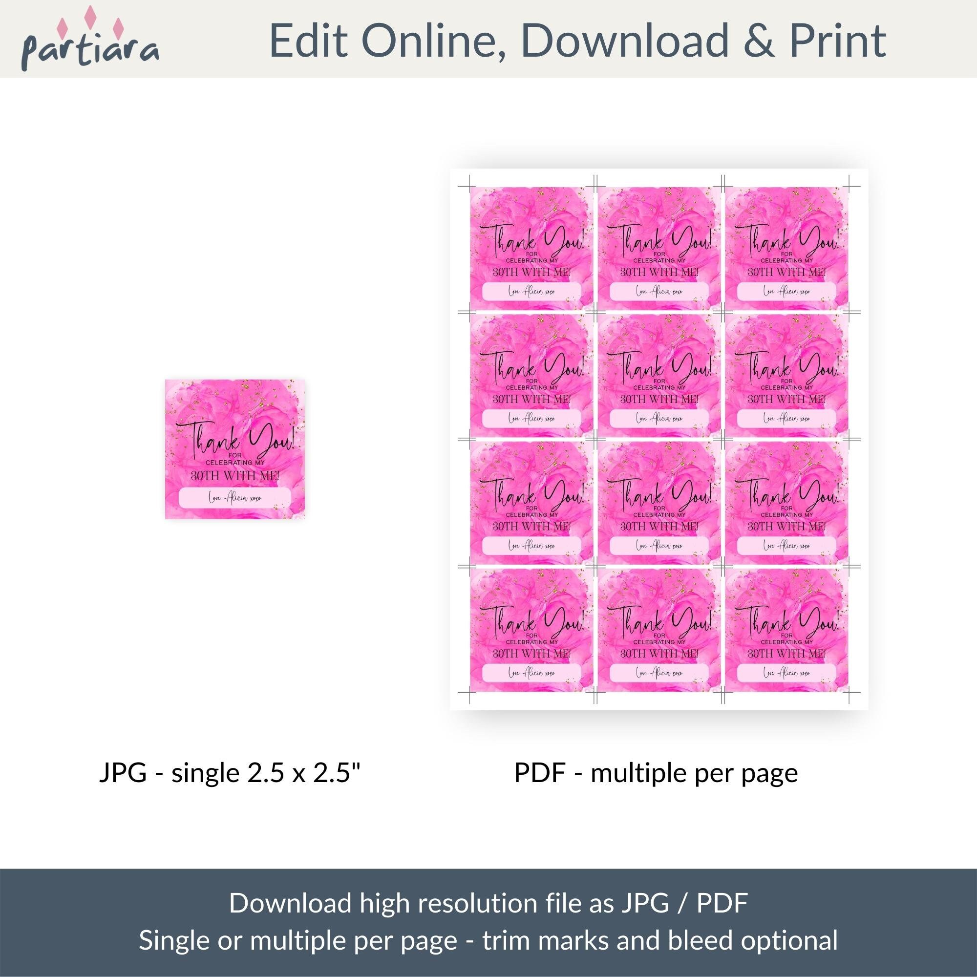 Hot Pink Birthday Favor Tags Printable Ladies Fuchsia Pink and - Etsy