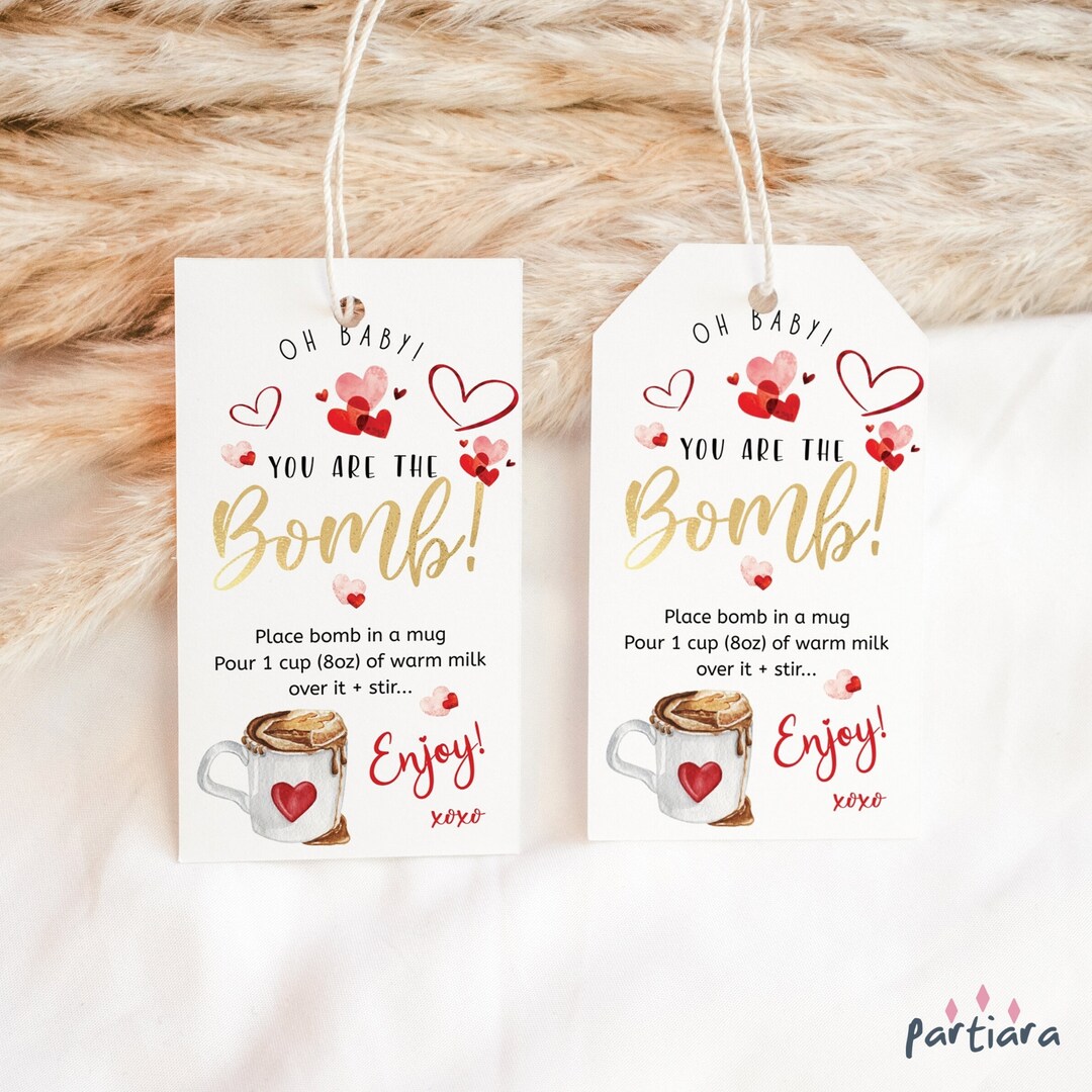 Valentines Day Bomb Tags Baby Shower Hot Chocolate Bombs Gift Label ...