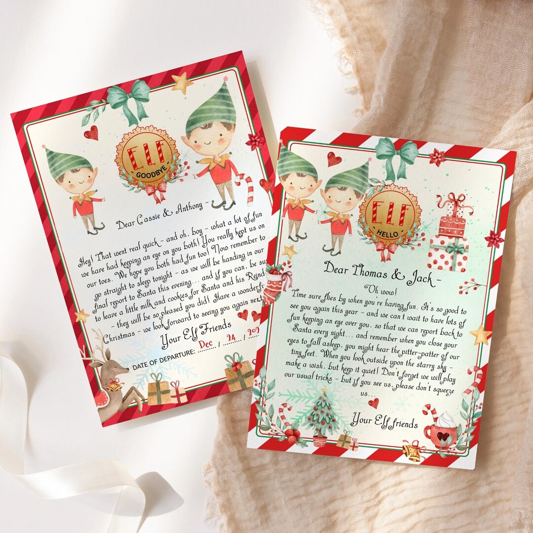 Hello and Goodbye Elf Letters Printable Pack Digital Download for ...