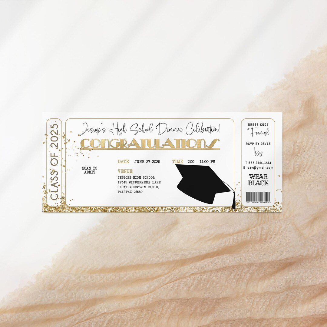 Graduation Ticket Template, Graduation Invitation Tickets Printable ...