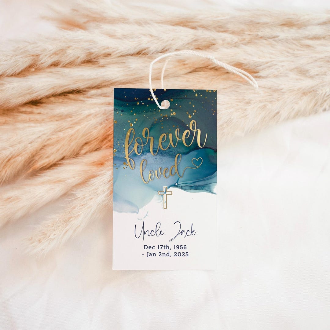 Forever Loved Tag, Memorial Favor Gift Tags Printable, Boys or Mens ...