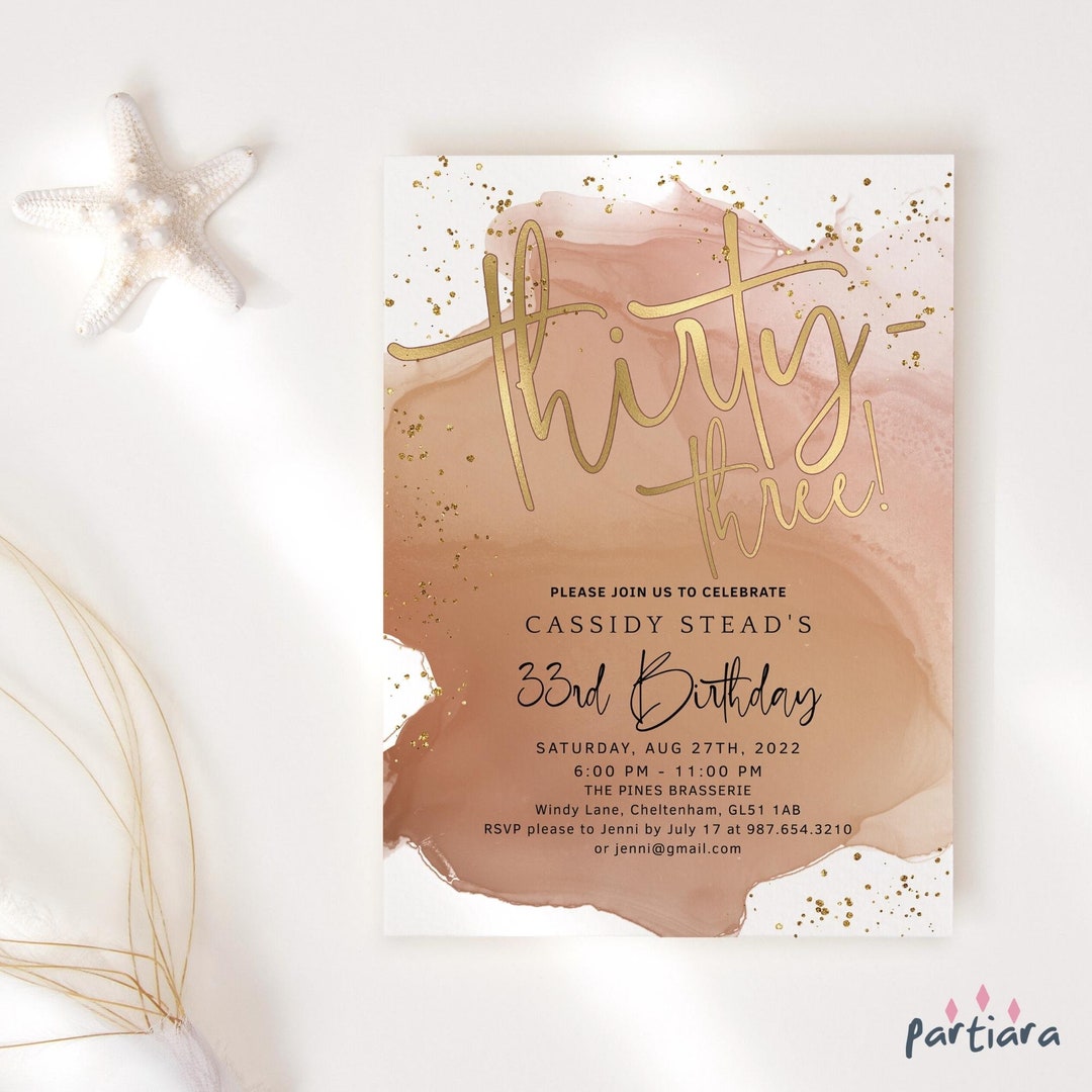 33rd Birthday Invite Printable, Ladies Coffee Morning Party Invitation ...