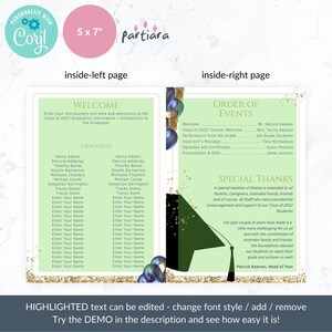 Graduation Program Self Editable Navy Blue Gold College High School or ...