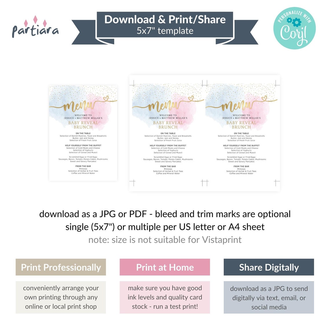 Editable Baby Menu Card Baby Shower Menus Gender Reveal Party - Etsy UK