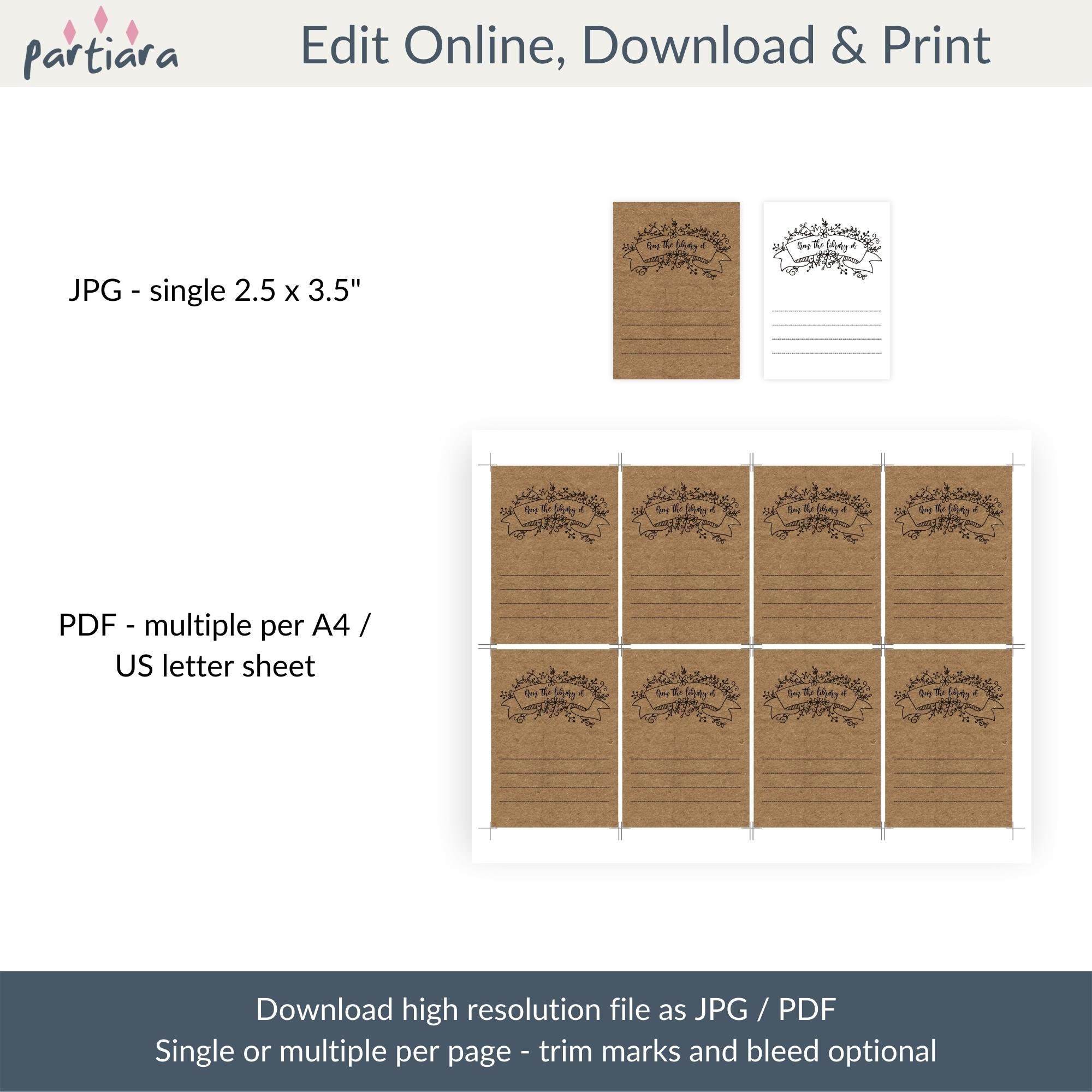 Editable Book Plate Sticker Labels Printable Book Labels - Etsy