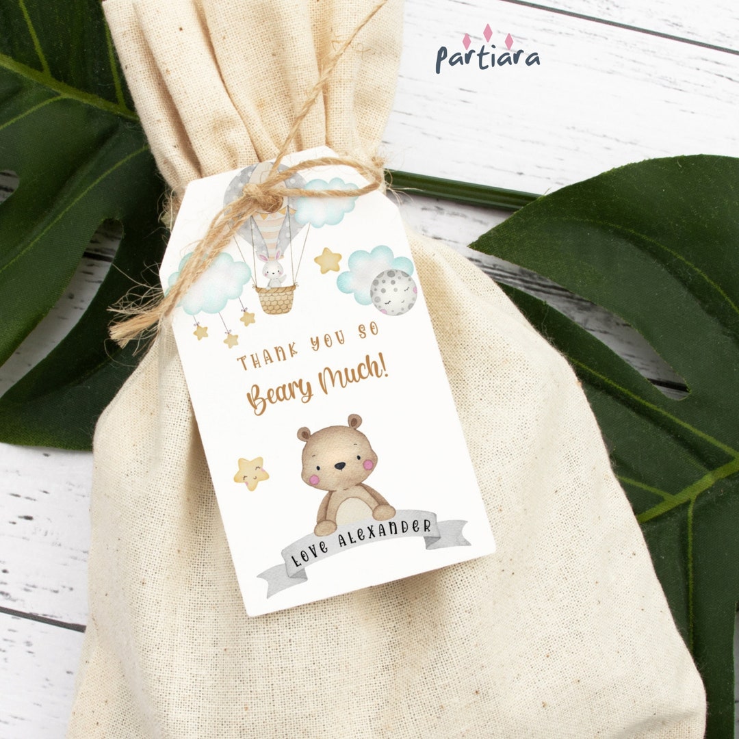 Editable Teddy Tag, 1st Birthday Beary Sweet Party, Favor Gifts Label ...