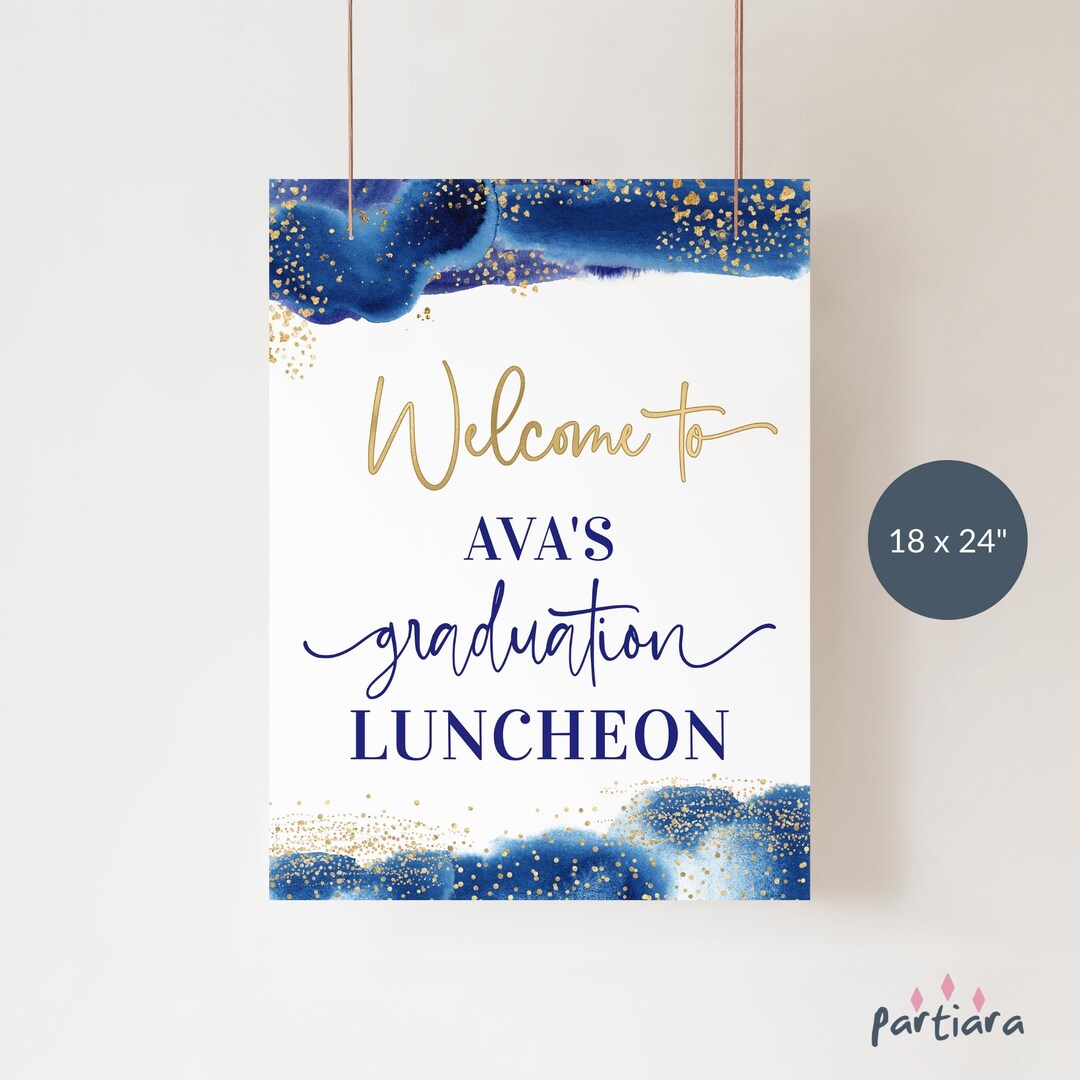Navy Blue Welcome Sign Template, Birthday Welcome Poster Printable, Boy ...