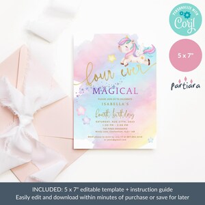 Four Ever Magical Invite 4th Birthday Party Invitation Printable Girls ...