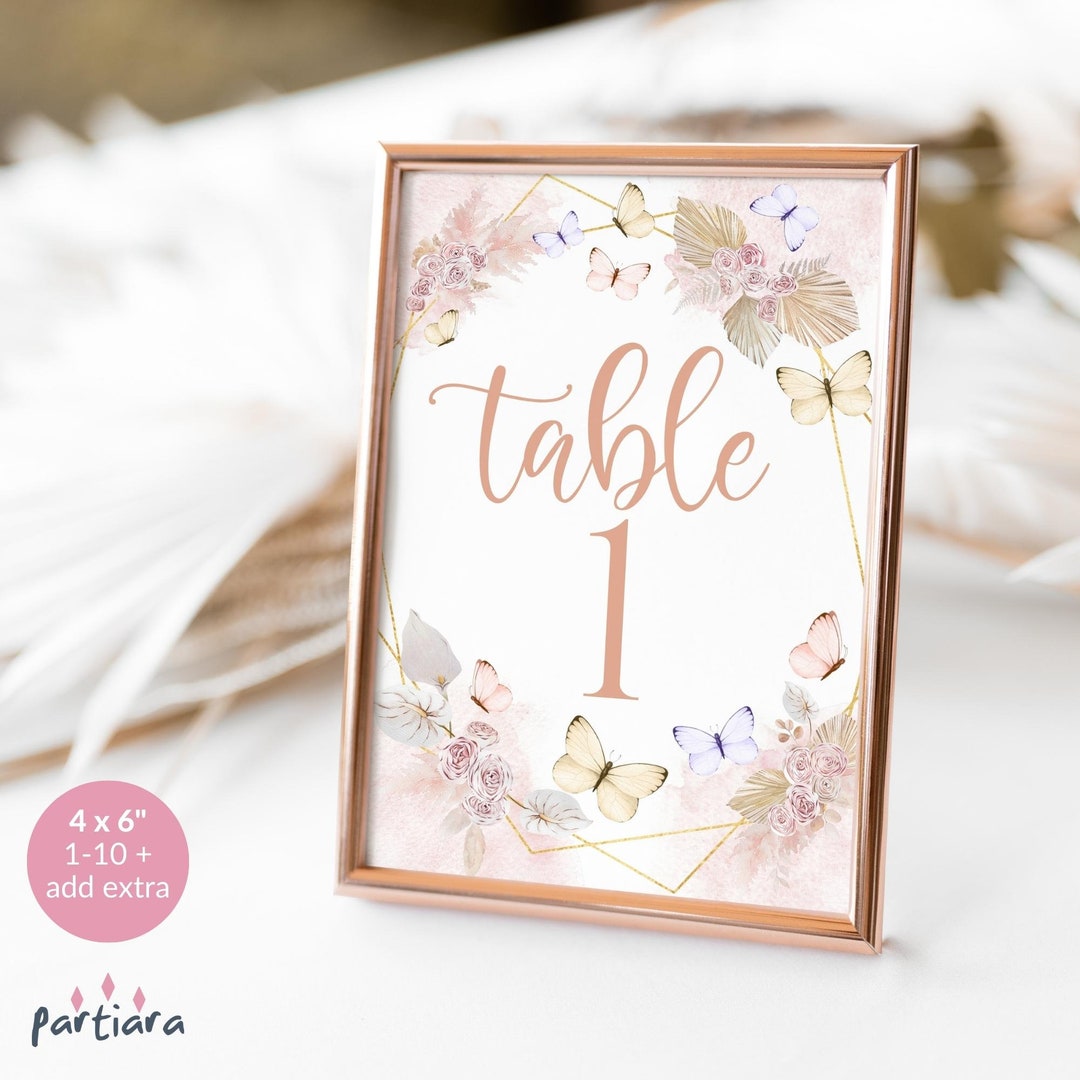 Butterfly Table Number Cards, Birthday Butterflies Decor Printable ...