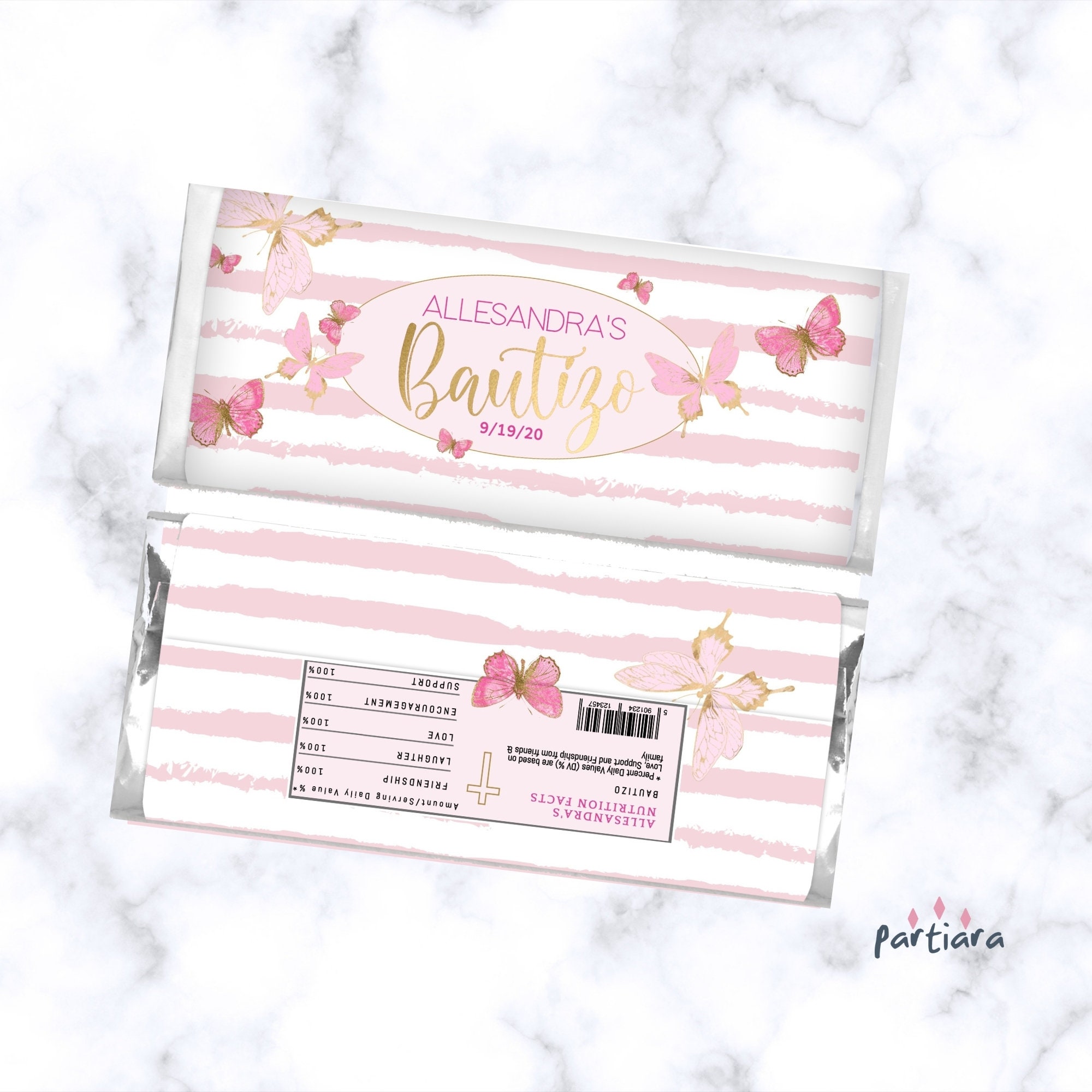 Pink Butterfly Water Bottle Labels Baptism Party Label Girls - Etsy