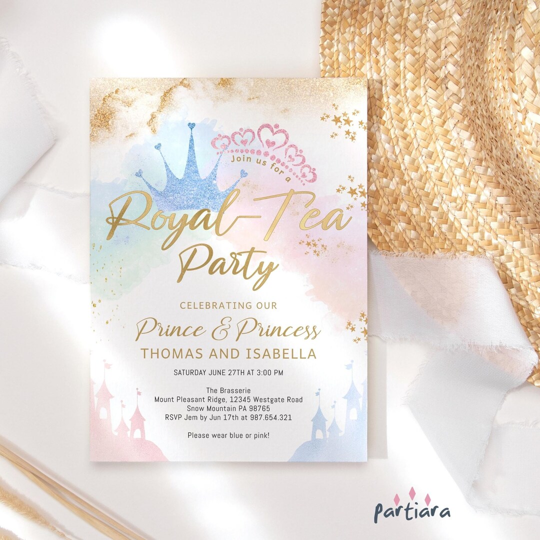 Royal Tea Party Invite Girls Princess Birthday Invitation Printable ...