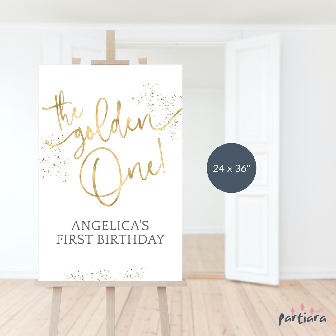 The Golden One Birthday Welcome Sign 1st Birthday Party Printable All ...