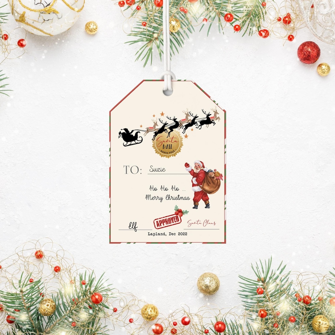 Official Santa Claus Tags, Santas Christmas Gifts Label Editable ...