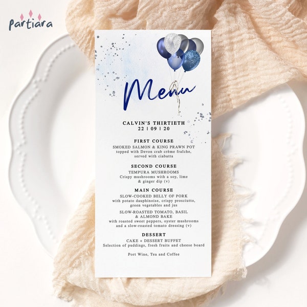 Free Birthday Menu Template - Etsy