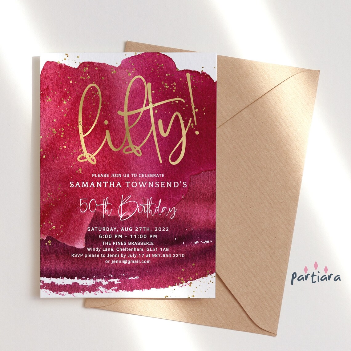 Red 50th Birthday Invitation DIY Editable Digital Download - Etsy