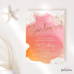 Birthday Cocktail Party Invitation, Sundowner Drinks Invite Printable ...