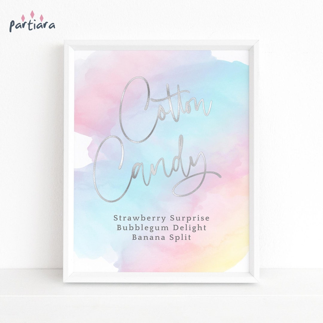 Rainbow Cotton Candy Sign Birthday Party Table Poster Girls Unicorn ...