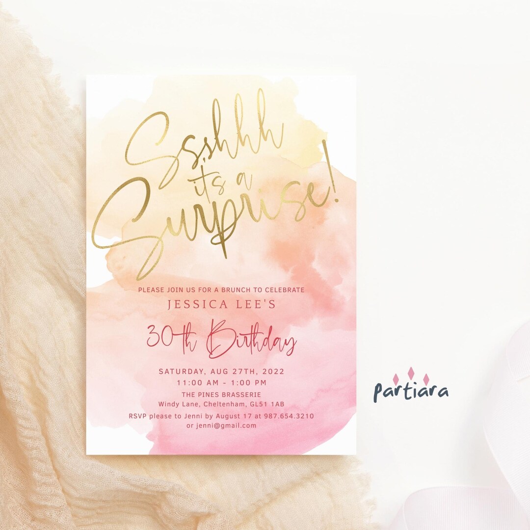 Surprise Birthday Brunch Invitation Printable Ladies Party Invite ...