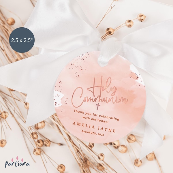 First Communion Round Label Template - Etsy