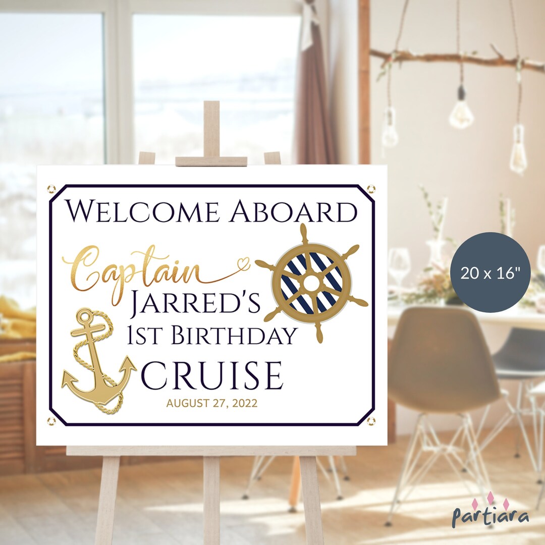 Welcome Aboard Nautical Sign, Boys 1st Birthday Sailing Party Welcome ...