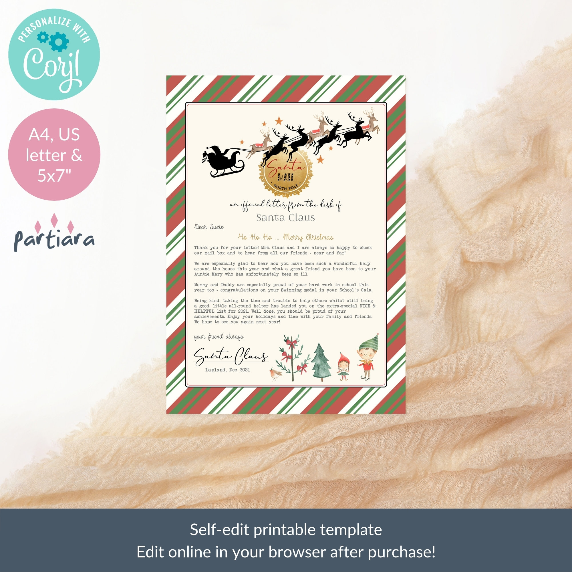 DIY Letter From Santa Printable EDITABLE Personalized Father | Etsy