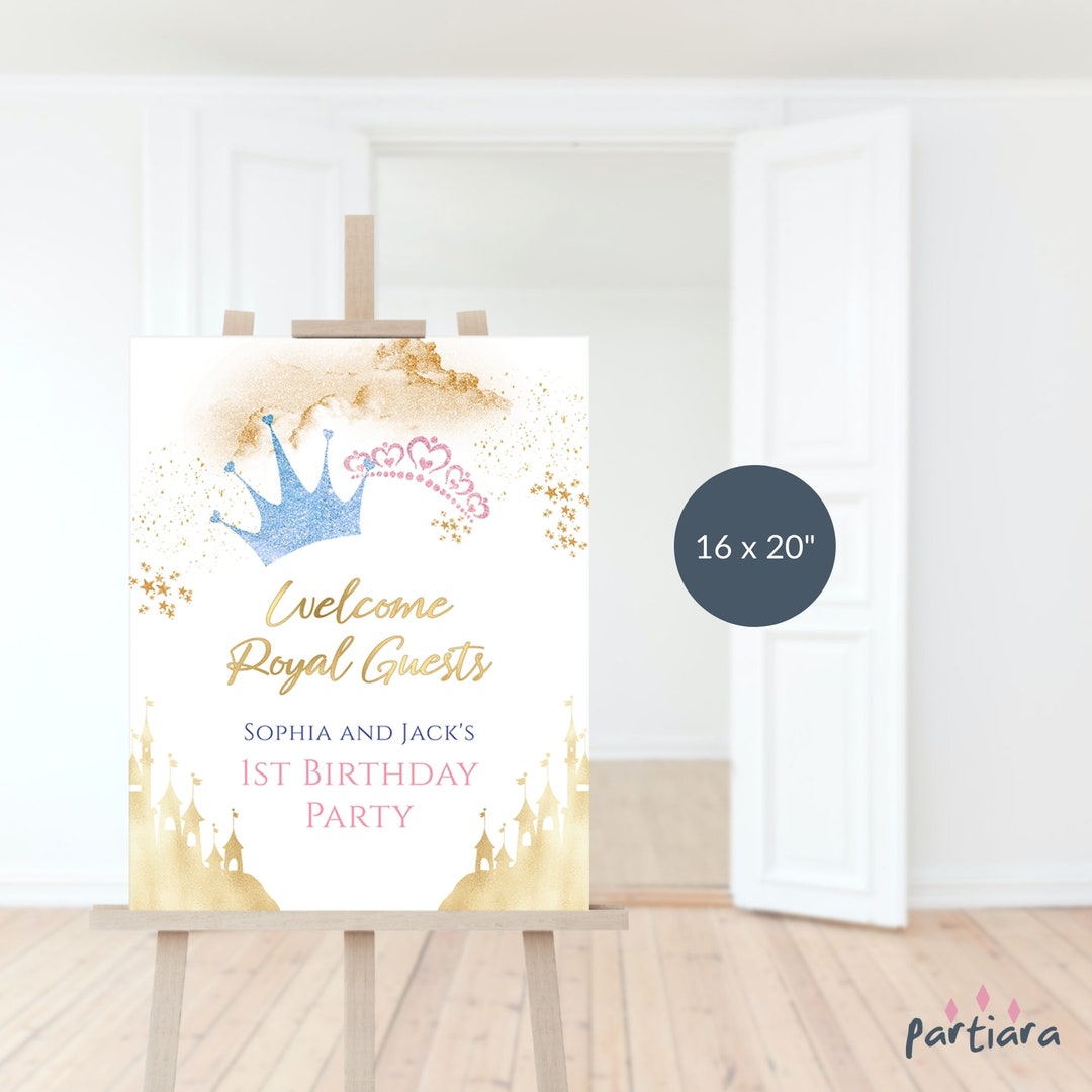 Fairytale Welcome Sign, Prince Princess Birthday Party Welcome Poster ...