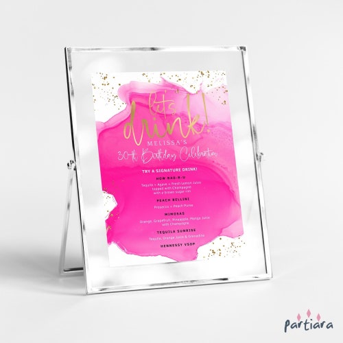 Pink Gold Water Bottle Labels Printable Ladies Birthday Party - Etsy