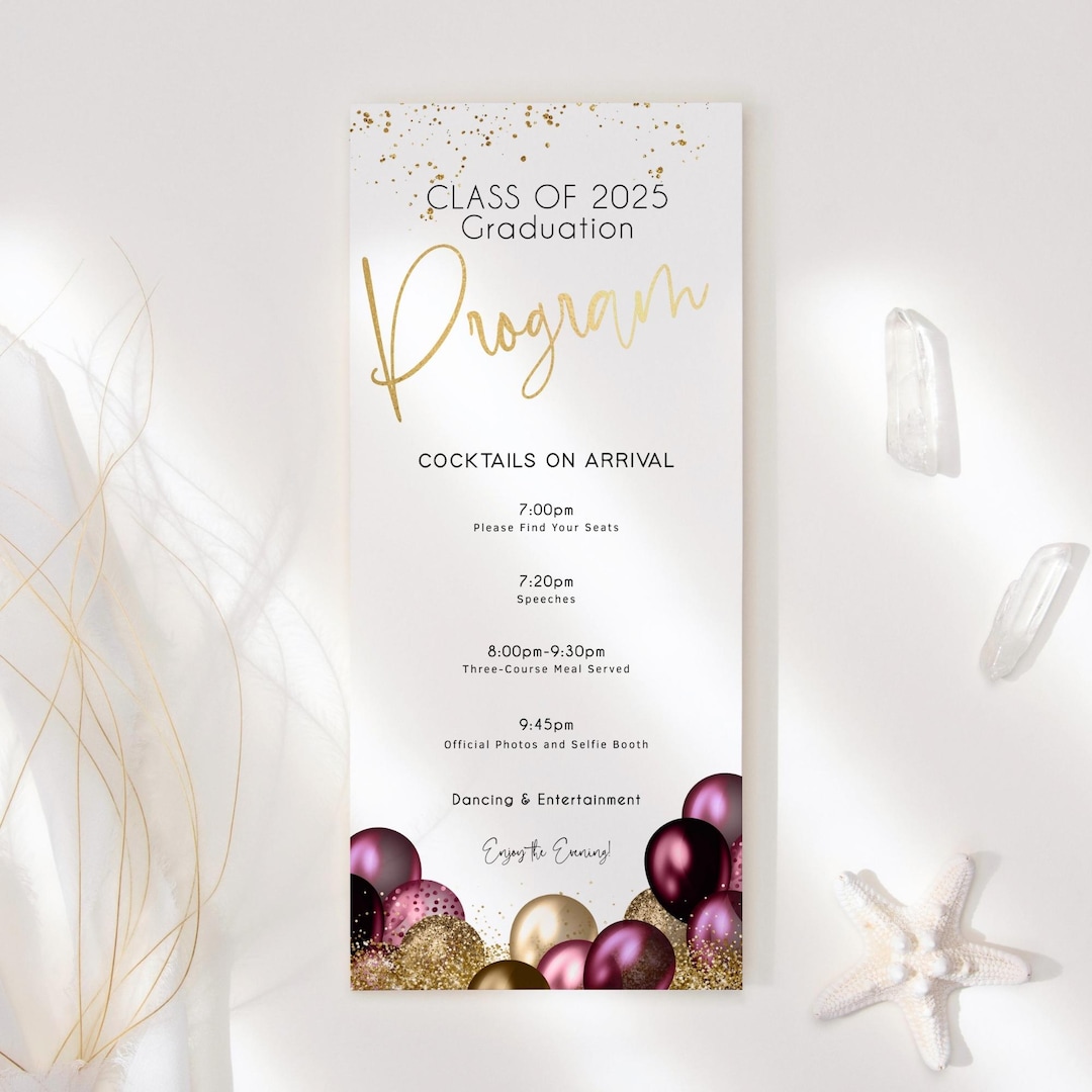 Graduation Programs Printable, Editable Grad Dinner Party Table Program ...