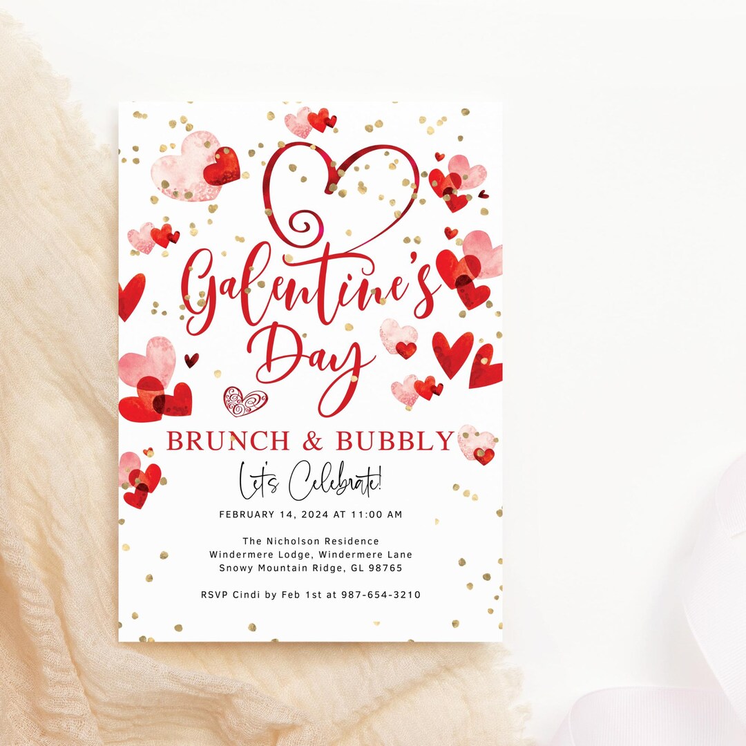 Galentine's Brunch Invitation Printable, Ladies Valentine's Day Party ...