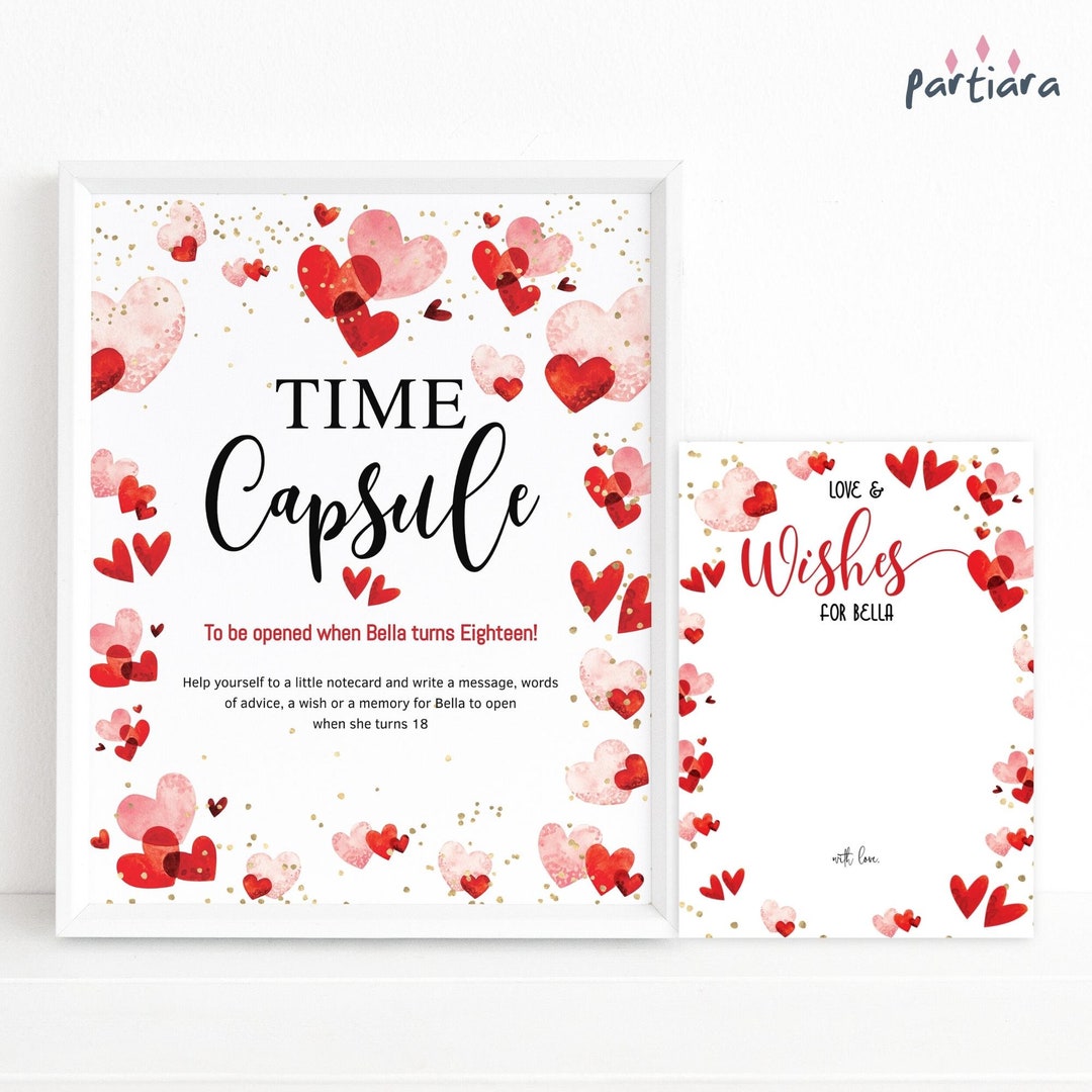 Time Capsule Valentines Day 1st Birthday Party Printable, Girls ...
