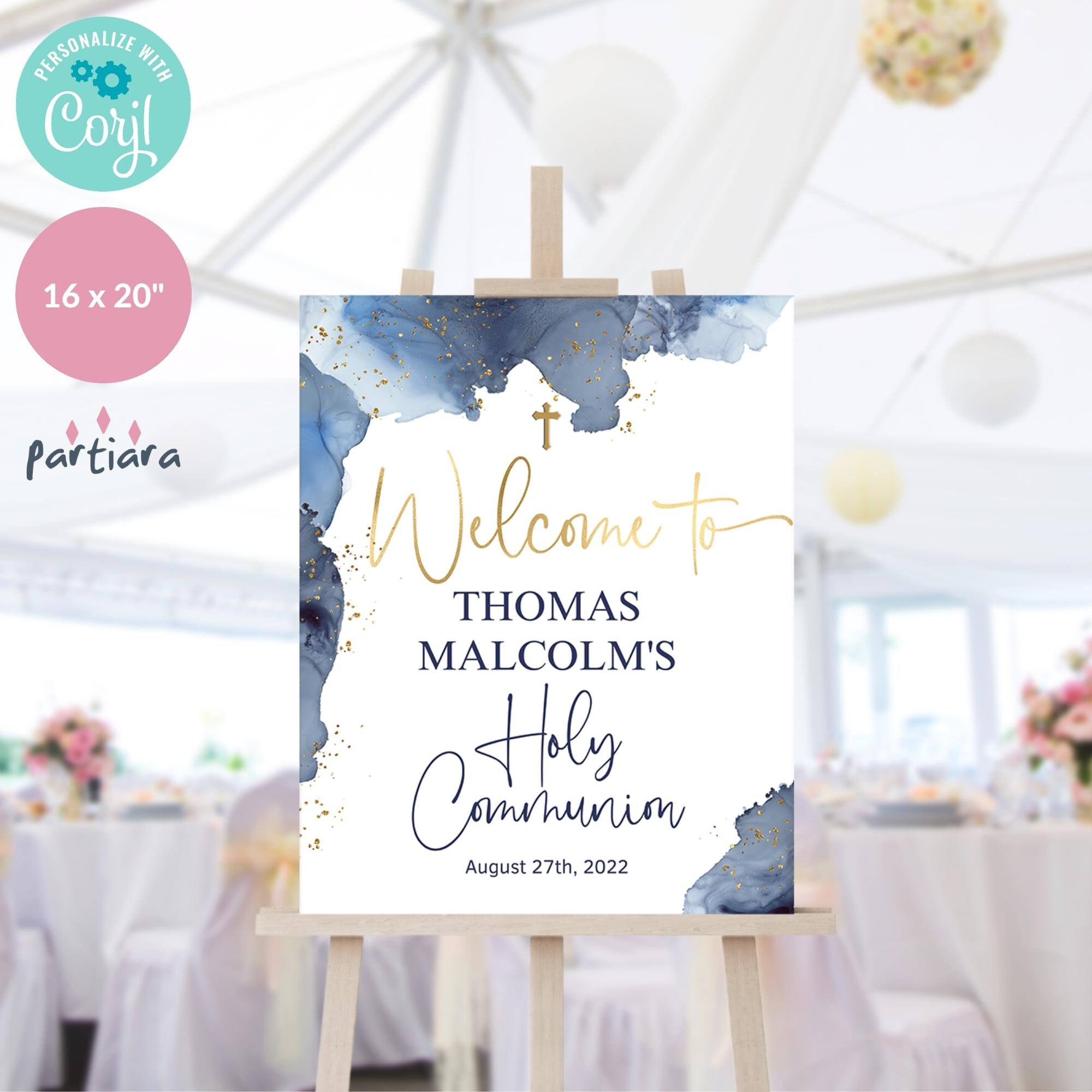 Boy's Communion Welcome Sign Printable First Holy - Etsy