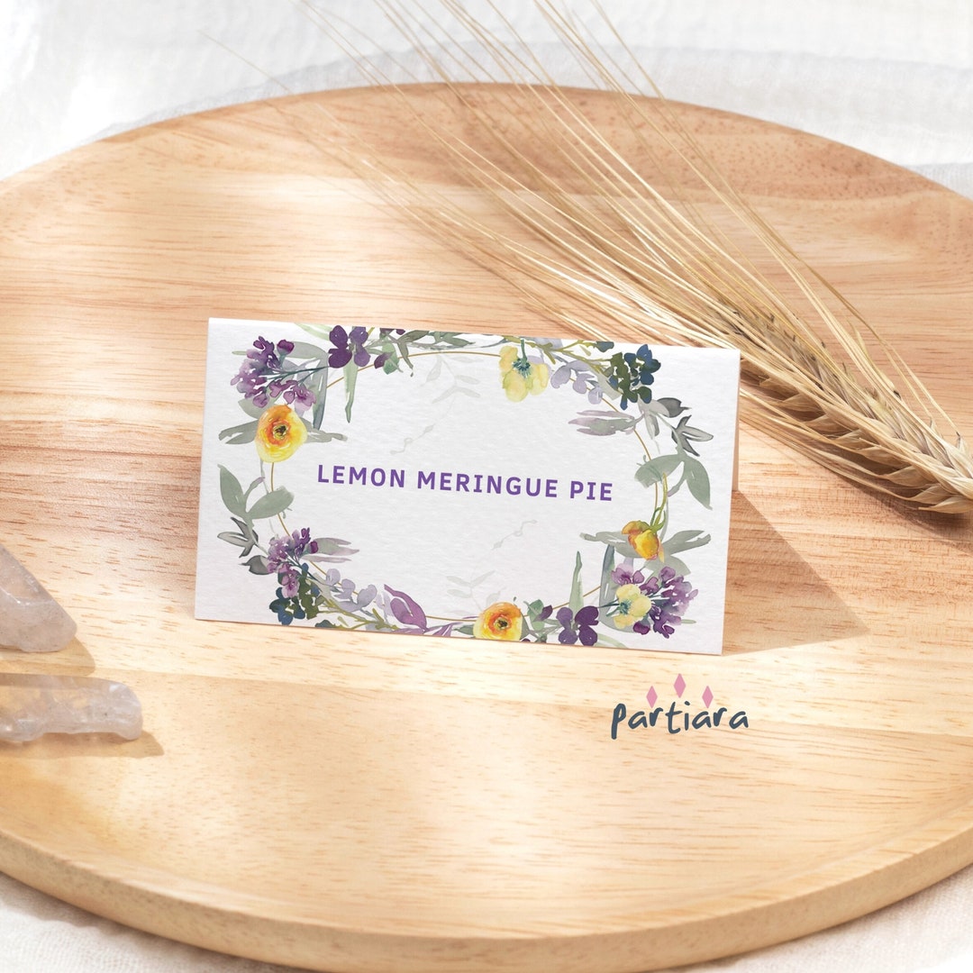 Spring Party Name Place Cards Baptism Seating Table Card Printable Girl ...