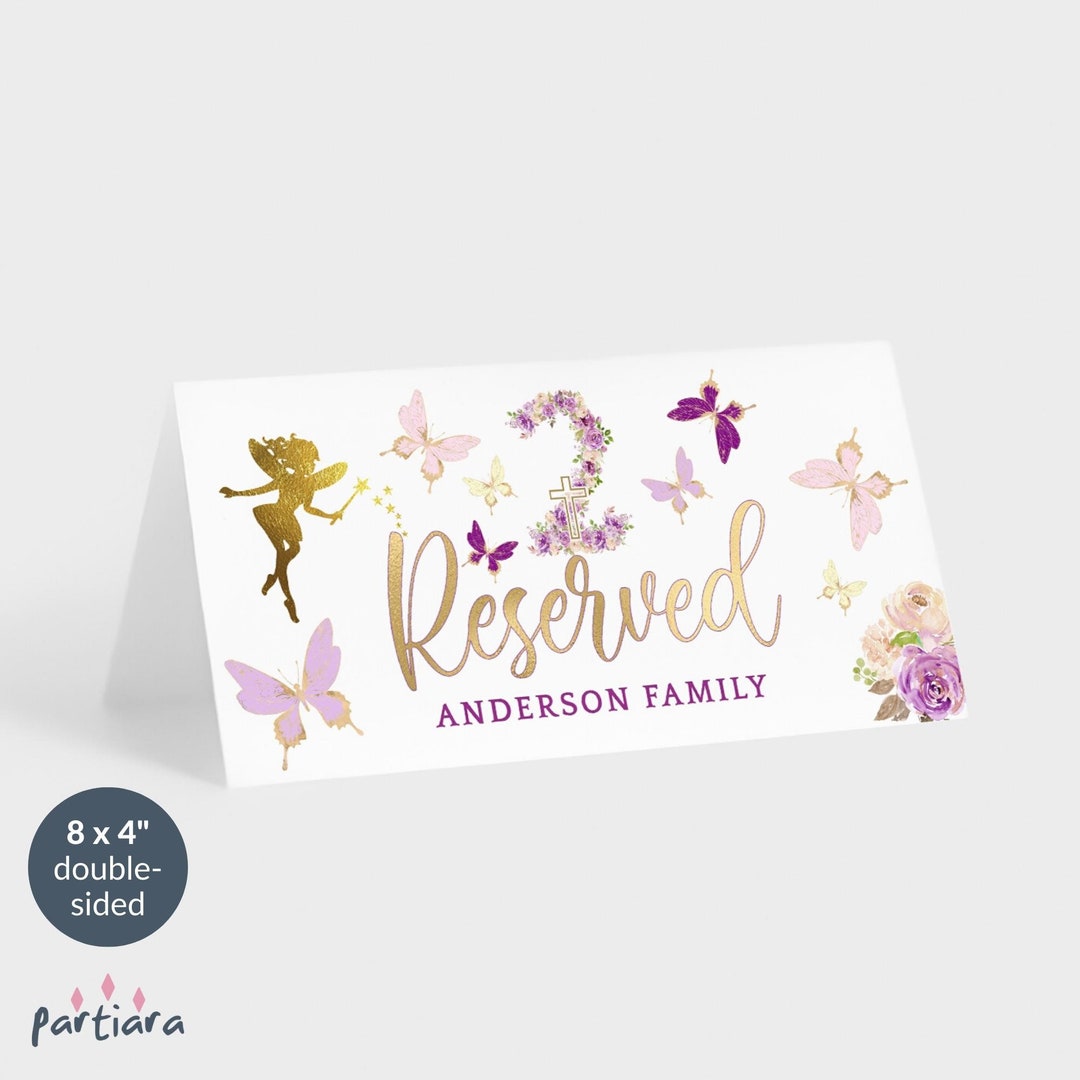 2nd Birthday Baptism Reserved Table Sign Printable, Girls Fairy ...