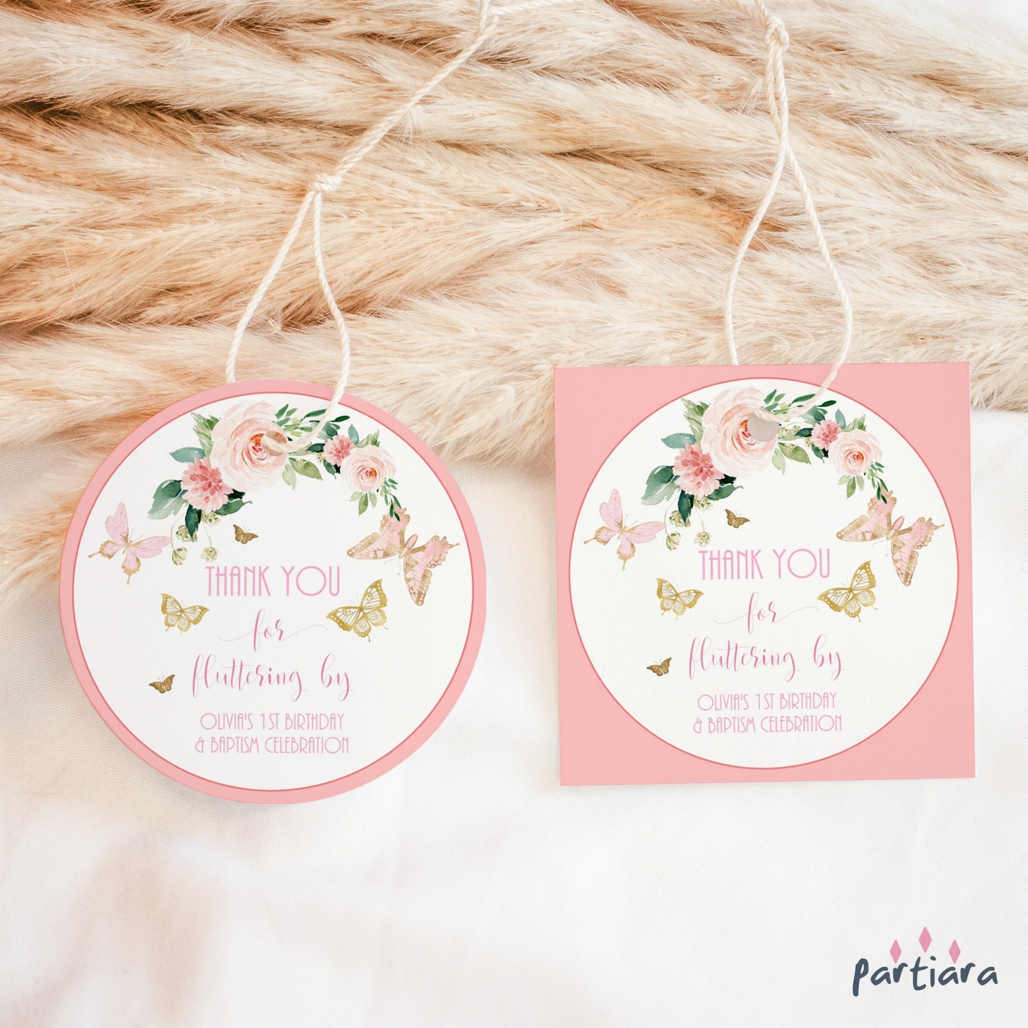 Paper & Party Supplies Girl Baby Shower Charger Labels Baptism Birthday ...