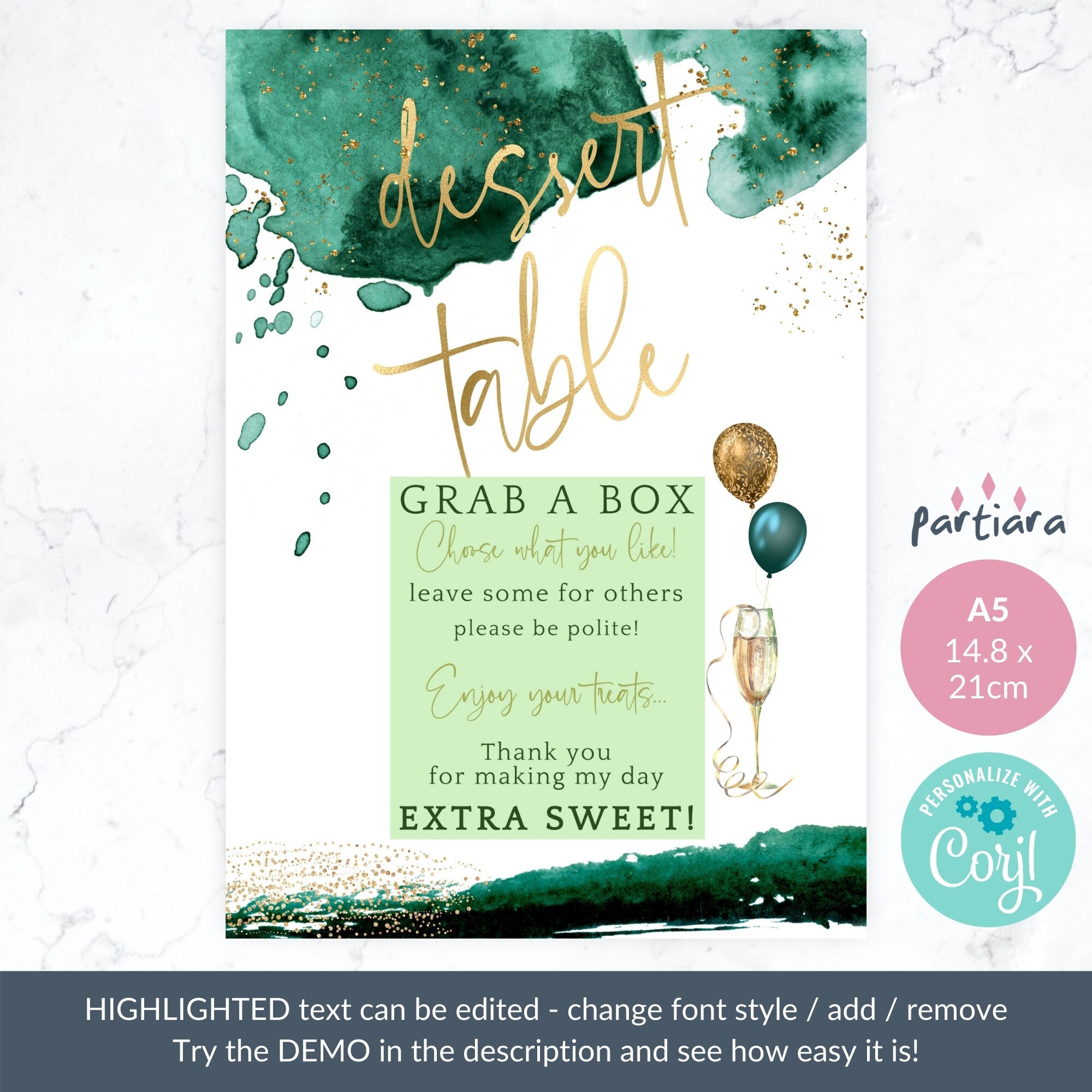 Birthday Dessert Table Sign Candy Sweets Favors Emerald Green - Etsy