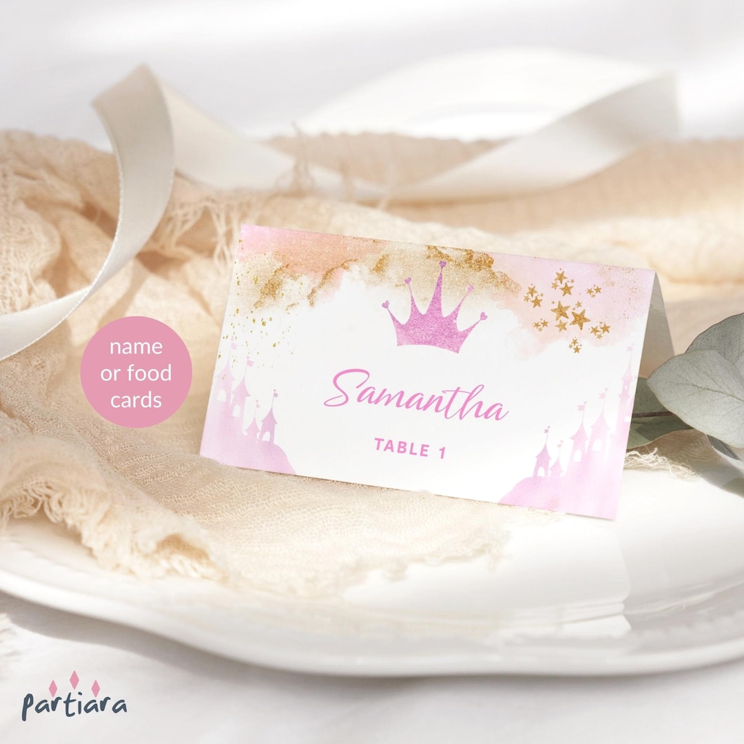 Placecard Template Princess Birthday Party Printable: Fairytale Theme ...