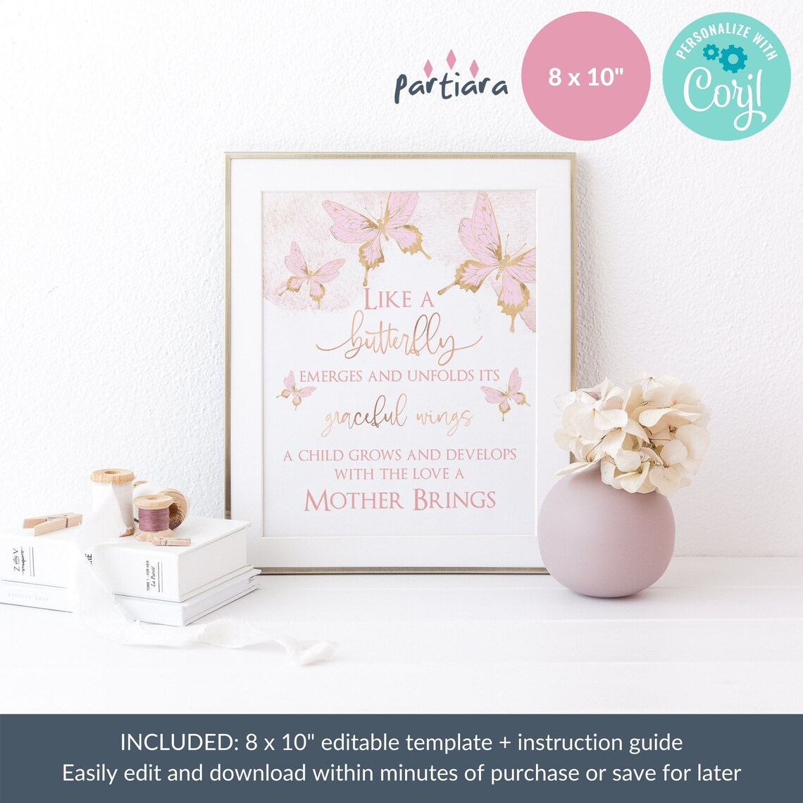 Girl Butterfly Baby Shower Sign Printable Butterflies Saying - Etsy