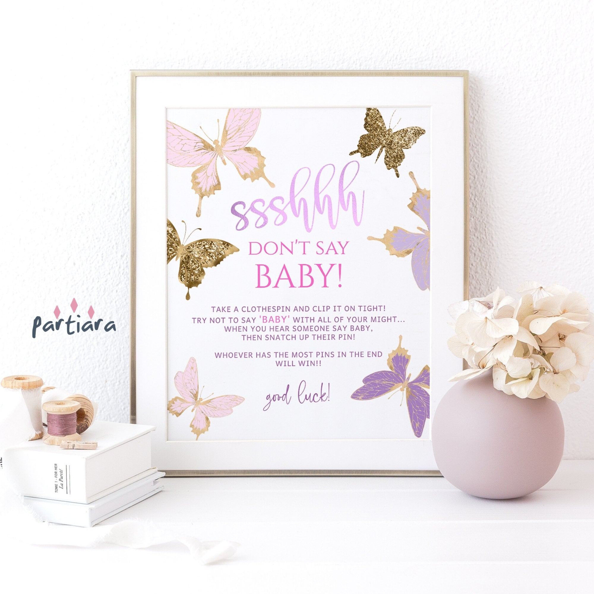 Don't Say Baby Game Editable Butterfly Baby Shower Games - Etsy