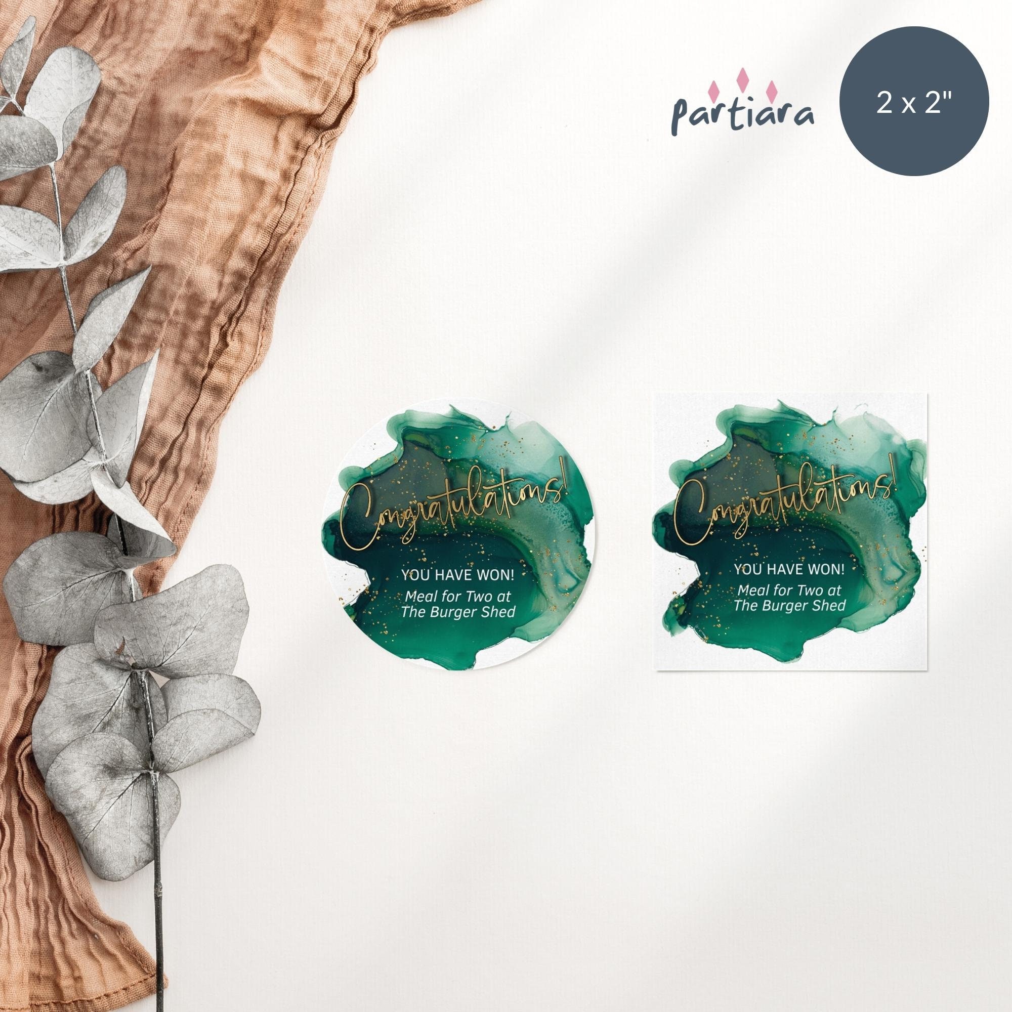 Emerald Green Raffle Tag Template, Dinner Party Events Prize Label ...