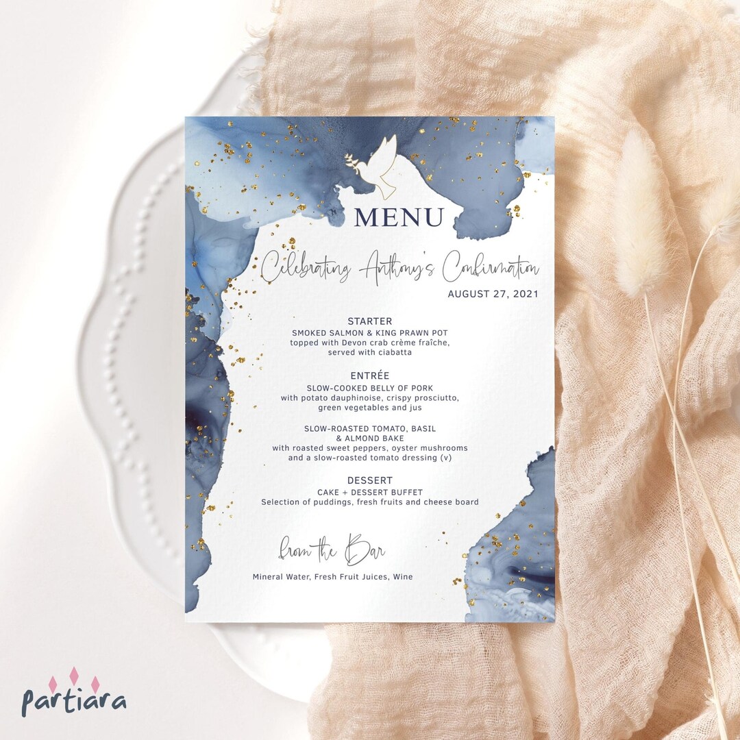 Confirmation Menu, Boys Confirmation Reception Table Menus Printable ...