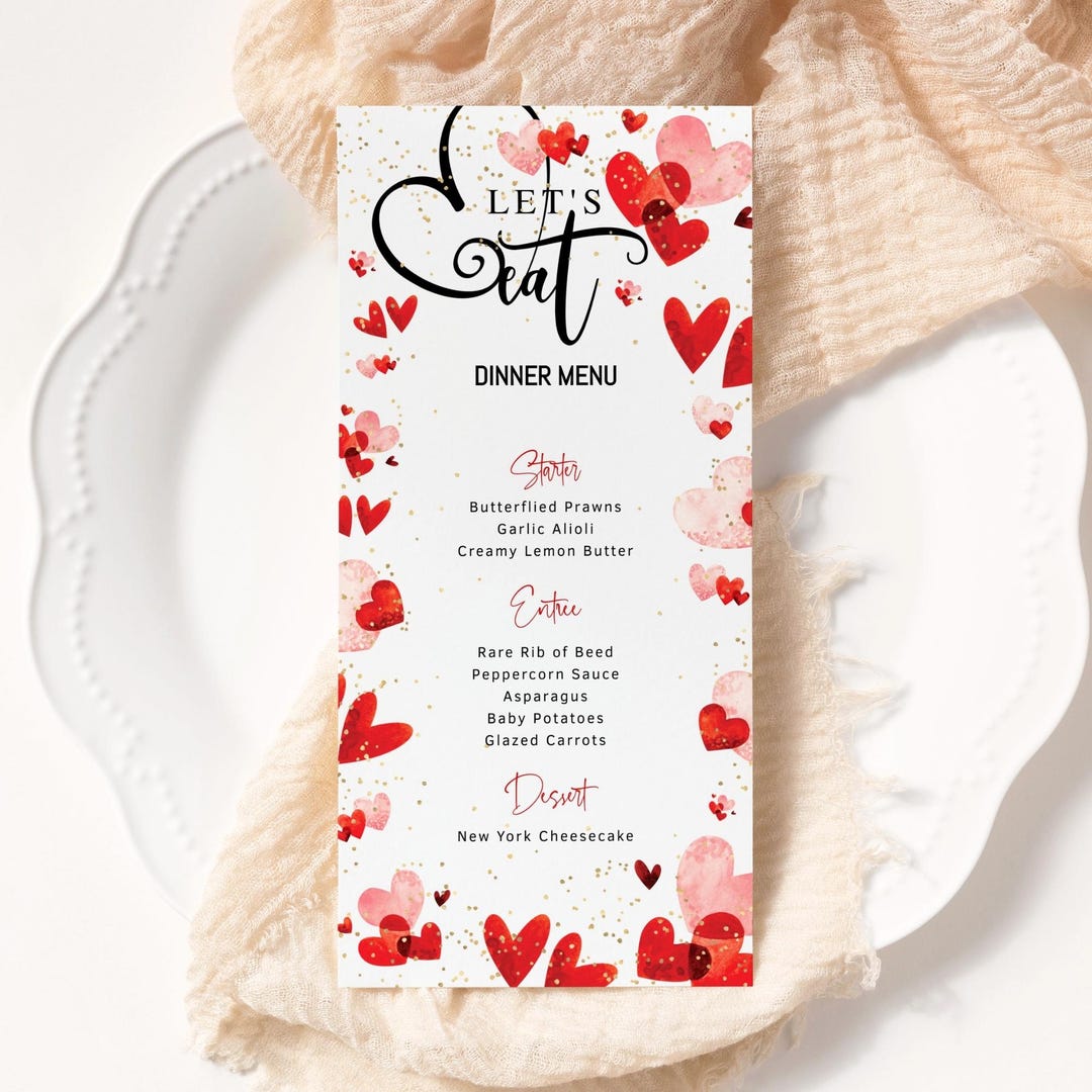 Valentines Day Menu, Valentine's Dinner Party Menus, Wedding ...