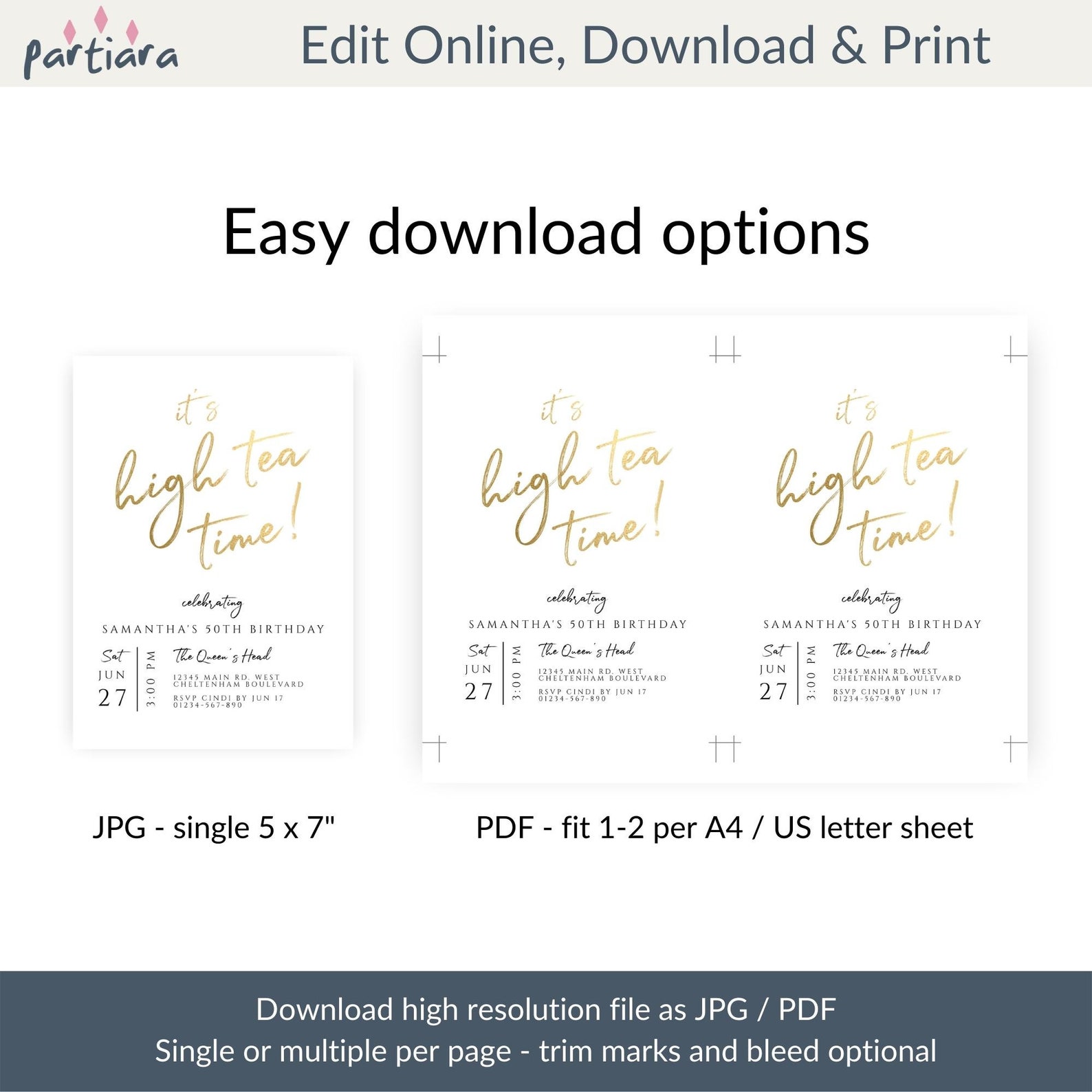 It's High Tea Time Invitation Ladies Birthday Tea Party - Etsy