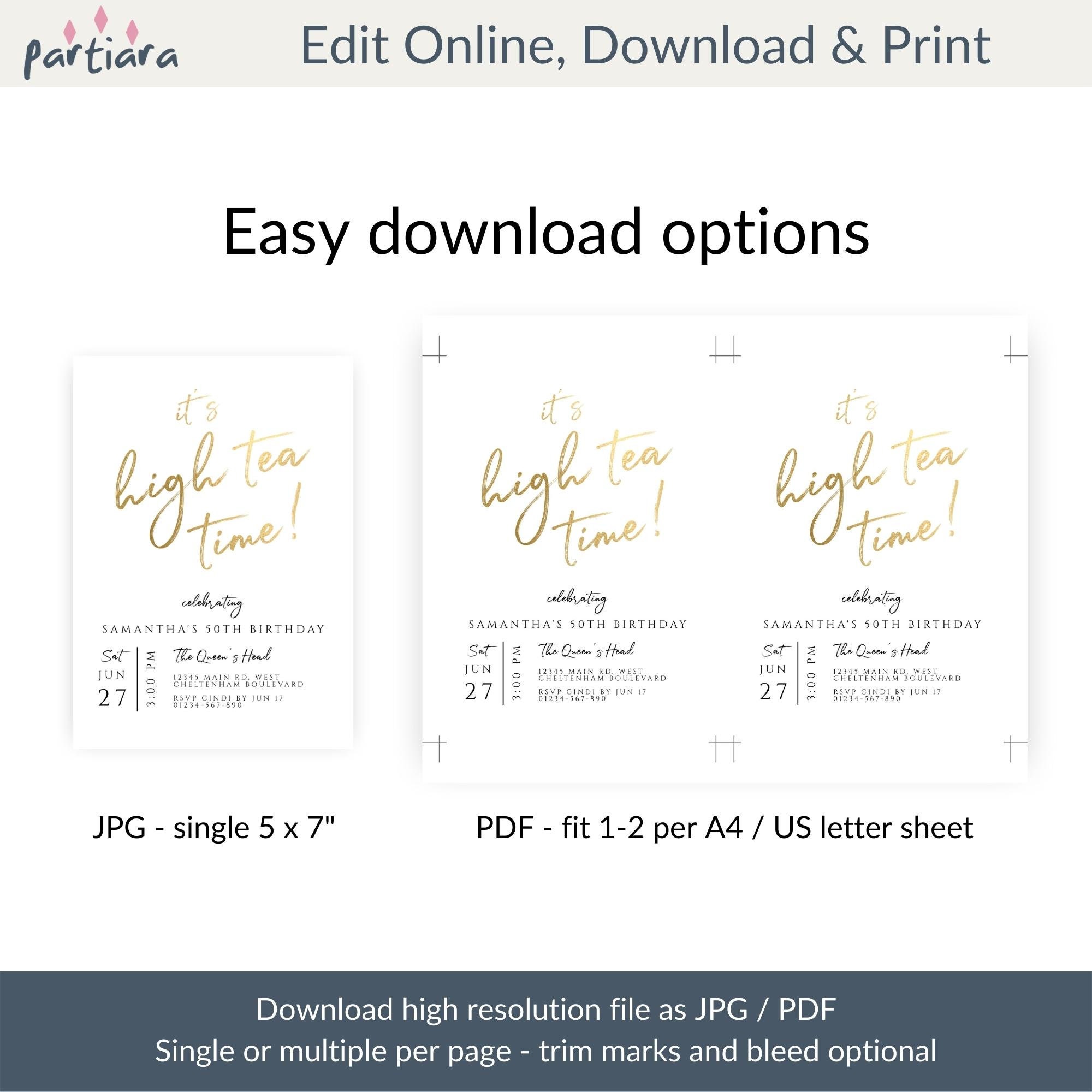 It's High Tea Time Invitation Ladies Birthday Tea Party - Etsy