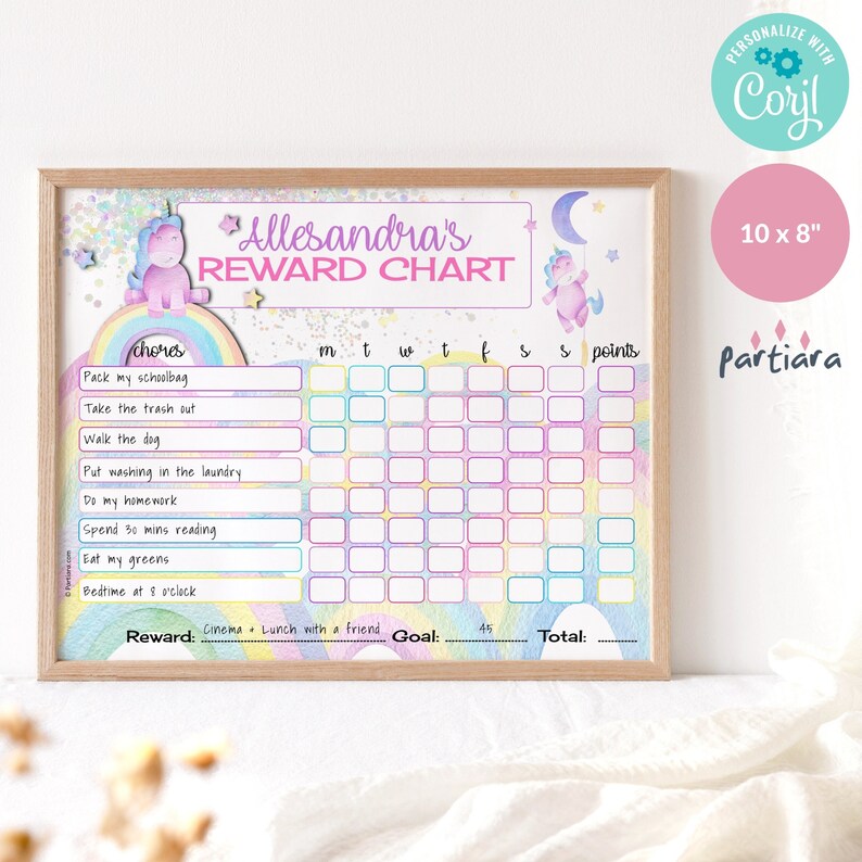Unicorn Reward Chart for Girls Daily Routine Task Planner | Etsy UK