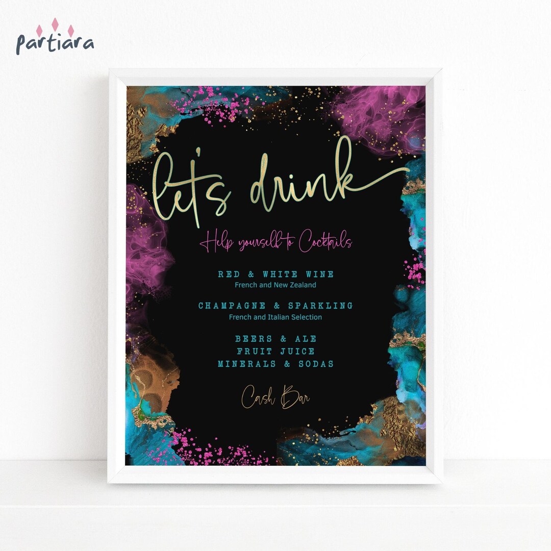 Ladies Drinks Menu Editable, Birthday Bar Menus Sign Template, Dinner ...