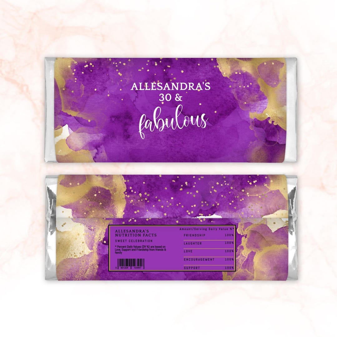 Purple Candy Wrap Template, Birthday Candy Wrapper Printable, Teen ...