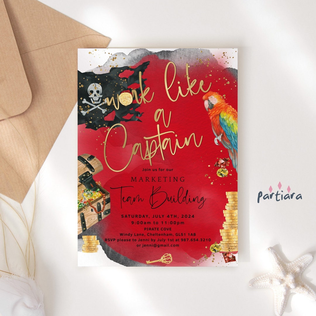 Corporate Team Building Invitation, Work Like a Captain Motivational ...