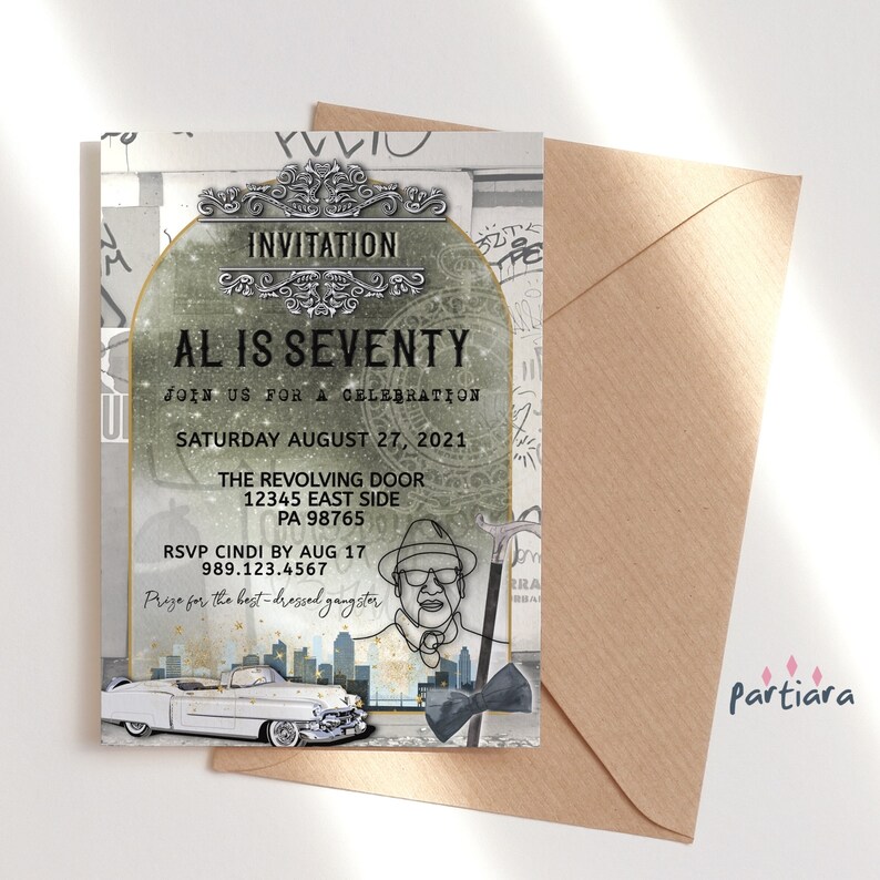 Gangster Birthday Invitation DIY Mafia Themed Mobster Party | Etsy