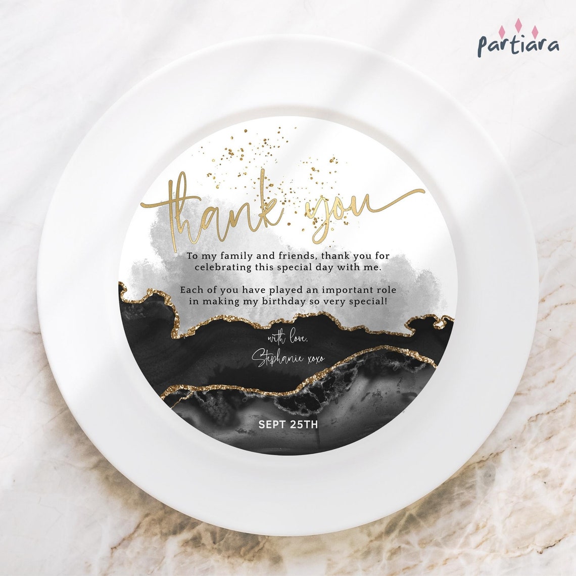 Birthday Thank You Plate Charger Editable Template Ladies or Mens Party ...