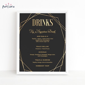 Drink Menu Template, Bar Menu Sign, Signature Drinks Cocktail Menus ...